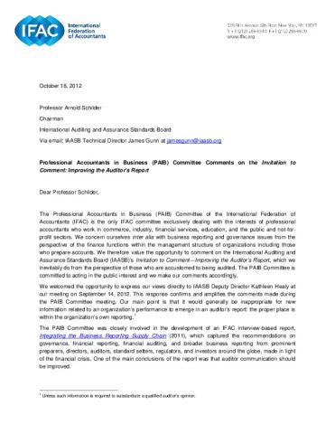 PAIB Committee Response to the IAASB Invitation to Comment: Improving ...