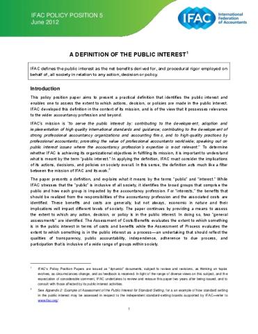 A Definition of the Public Interest | IFAC